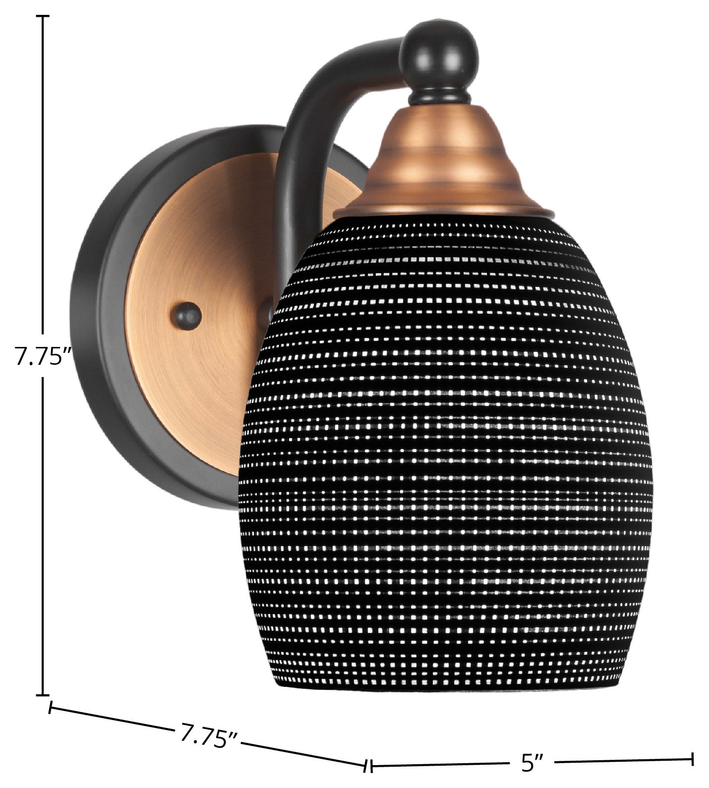 Paramount Wall Sconce, Matte Black & Brass, 5" Black Matrix Glass ...