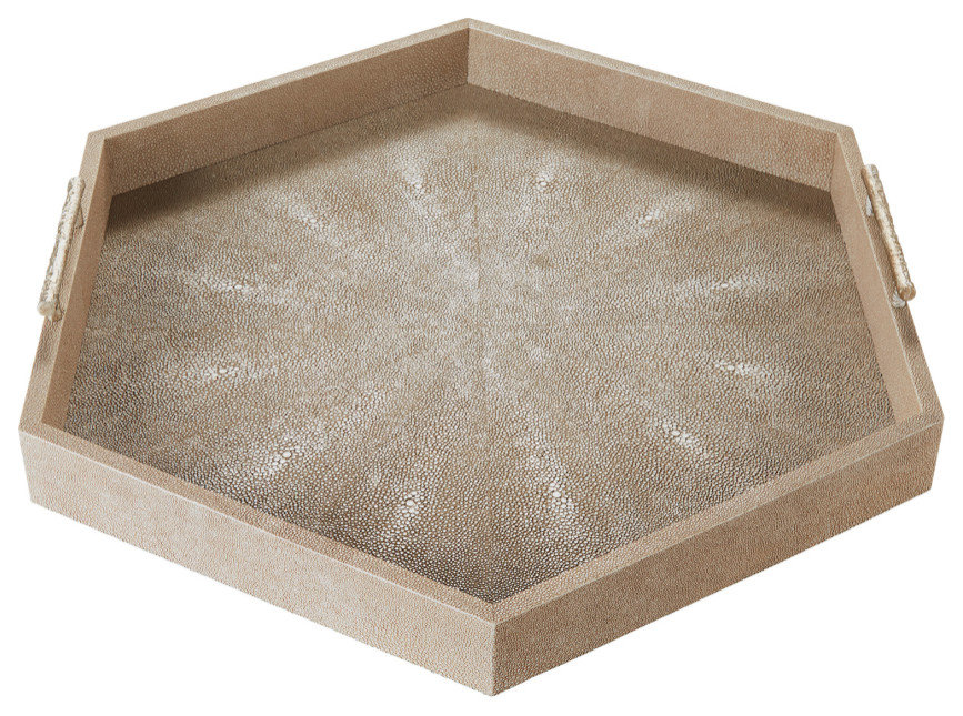 Cream Shagreen Hexagonal Tray | Andrew Martin Cosima - Contemporary ...