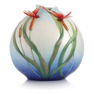 Franz Porcelain Collection Red Dragonfly Vase - Contemporary - Vases ...