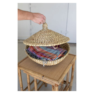 Kalalou A6282 Round Seagrass Basket With Lid And Clasp - Beach Style ...