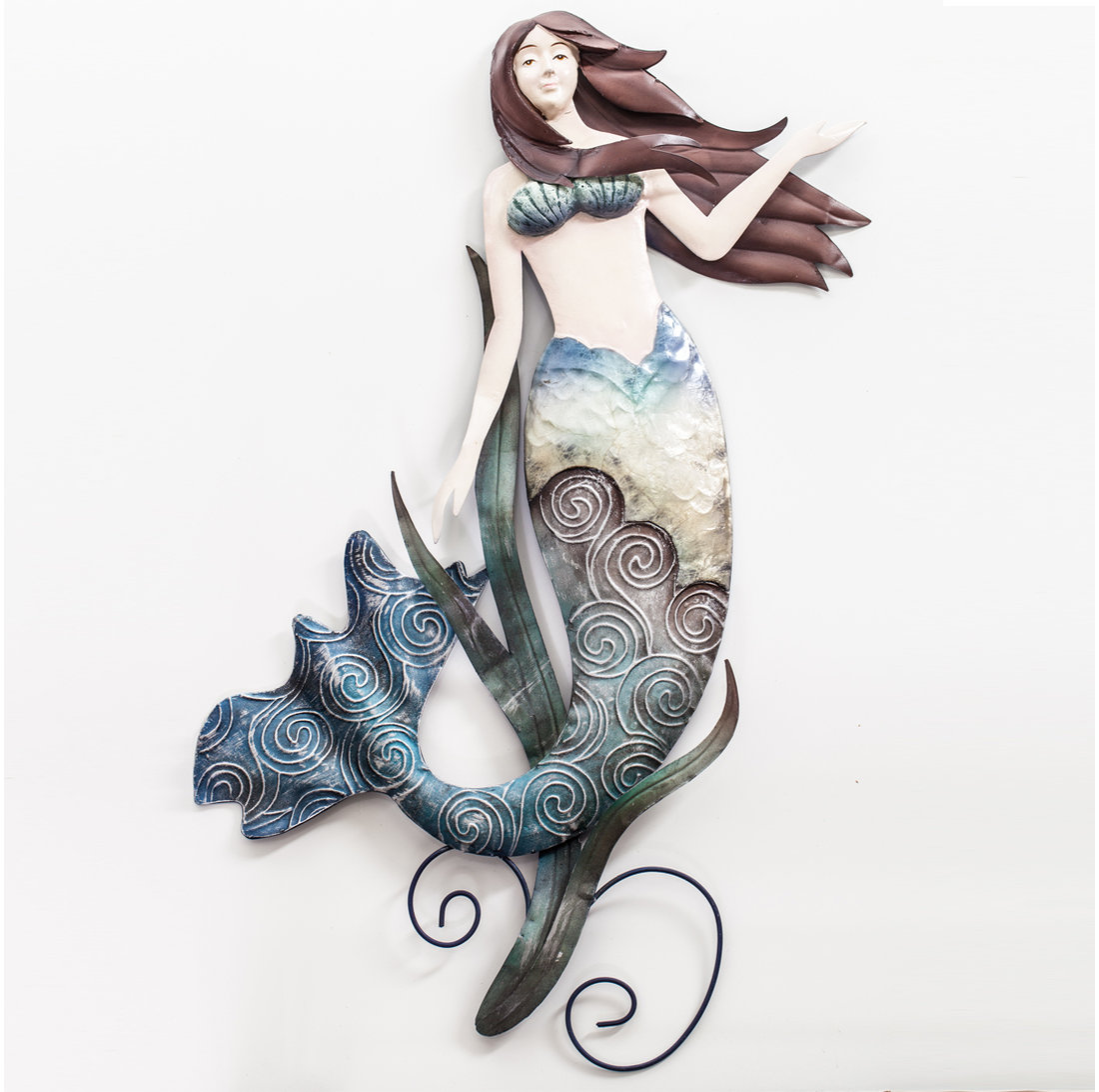 Mermaid Wall Decor, Capiz Shell and Metal Art - Beach Style - Wall ...