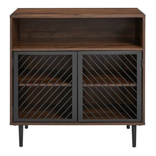 Walker Edison Modern Metal Door Accent Cabinet, Dark Walnut ...