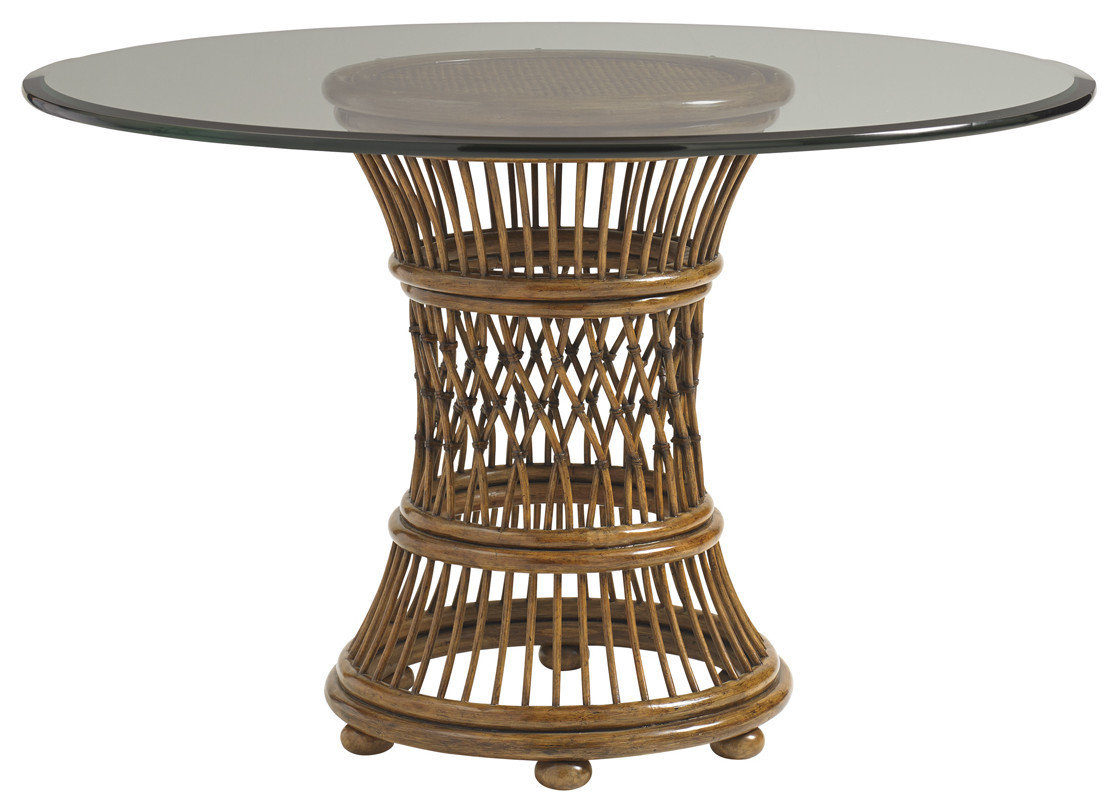 Aruba Dining Table With Glass Top, 48 Inch - Tropical - Dining Tables ...