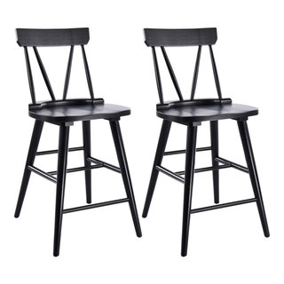 24" Windsor Wooden Counter Stools Set of 2 - Midcentury - Bar Stools ...