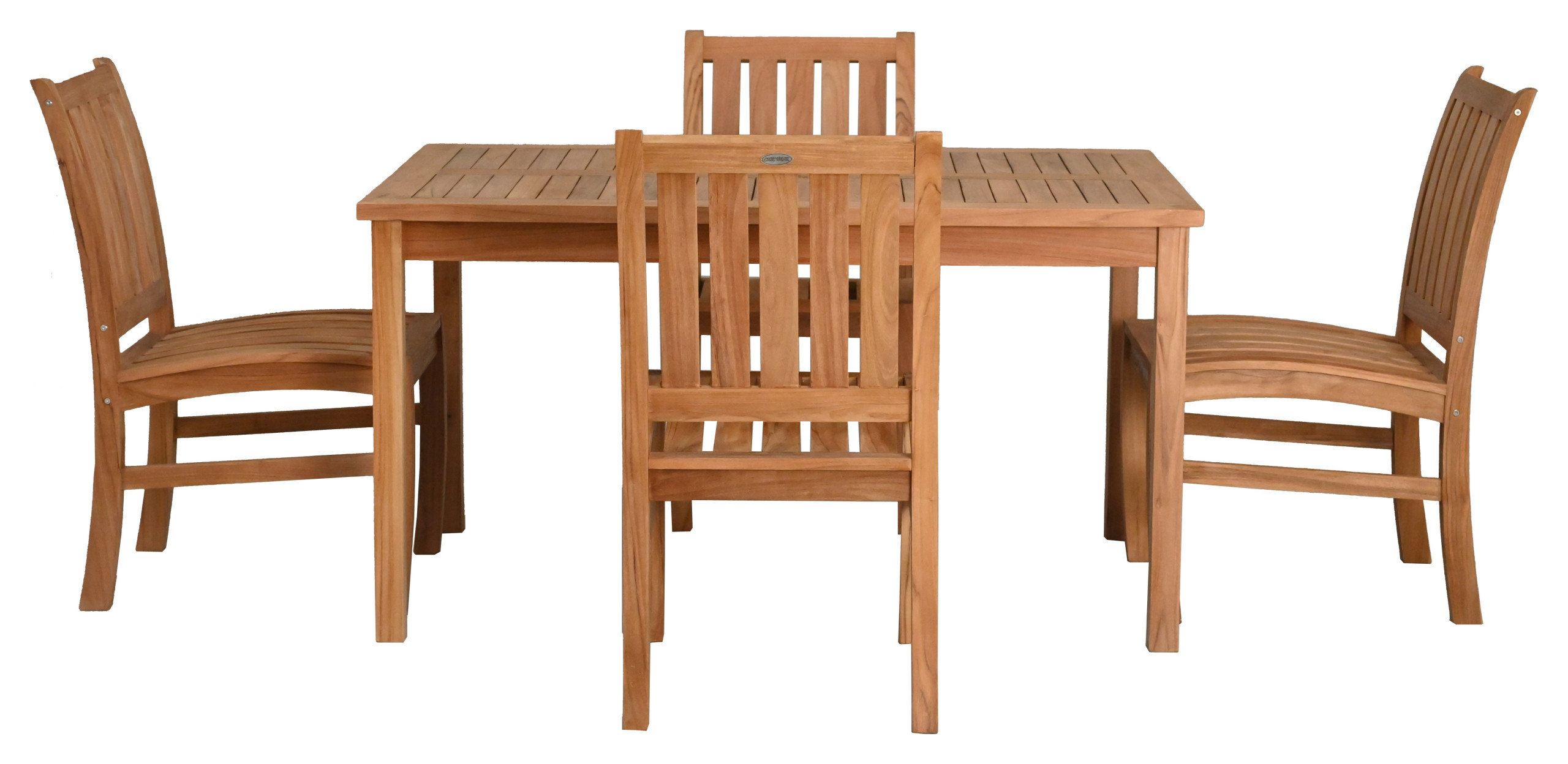 5 Piece Teak Wood Dining Set with 55" Rectangular Table & 4 Abaco Side ...
