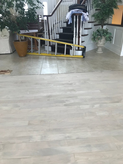 new hardwood matching old tile