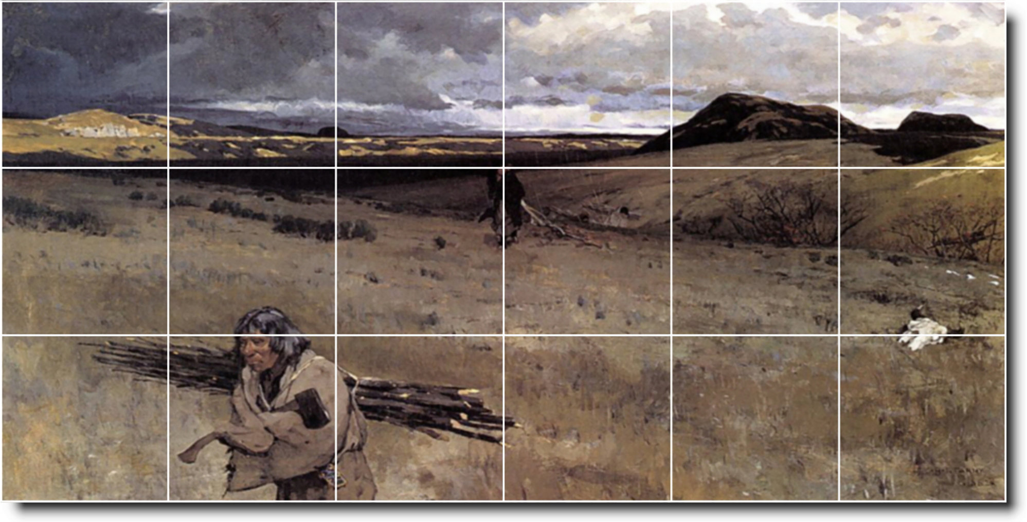 Henry Farny Western Painting Ceramic Tile Mural #98, 48" Wide x 24 ...