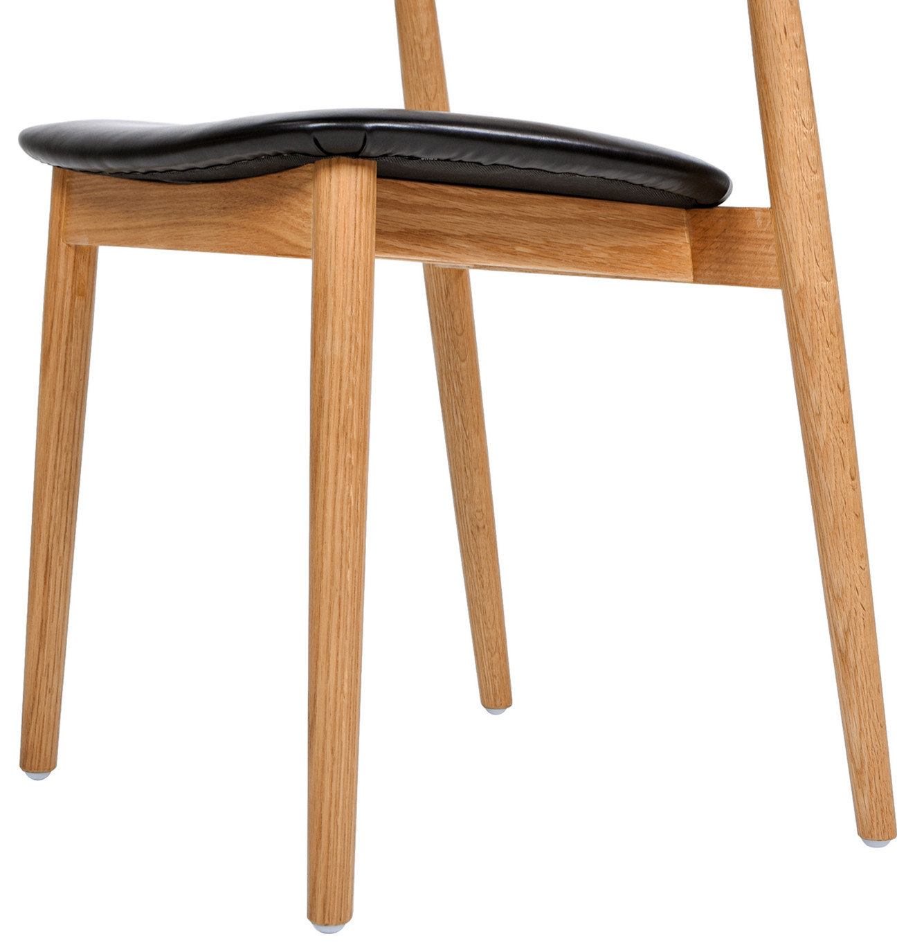Raven 20.5" Stacking Sculpted Brown Oak Wood Dining Chair, Black Faux ...