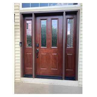 Woodgrain Steel Entry W/ Sidelites & Smart Lock / AFTER - Contemporary ...