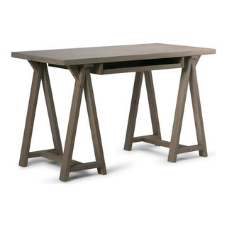 Atlin Designs 50" Rustic Solid Pine Wood Computer Desk in Distressed ...