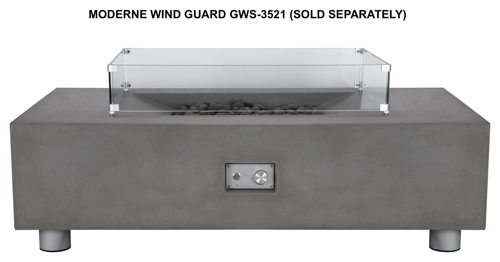 35"x21" Glass Wind Guard for Rectangular Fire Tables - Modern - Fire ...