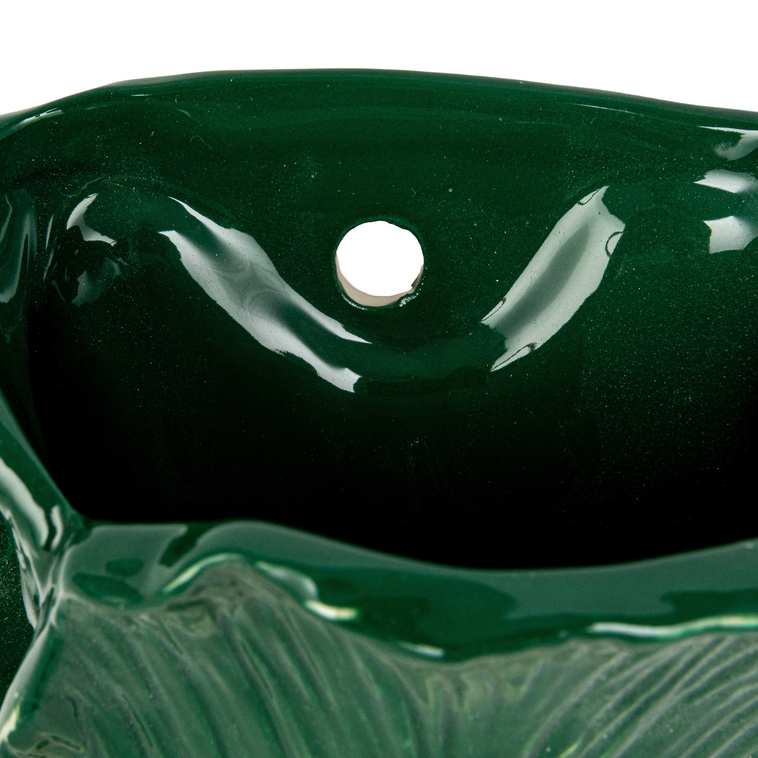 Embossed Stoneware Cabbage Shaped Wall Vase Planter, Green and White ...