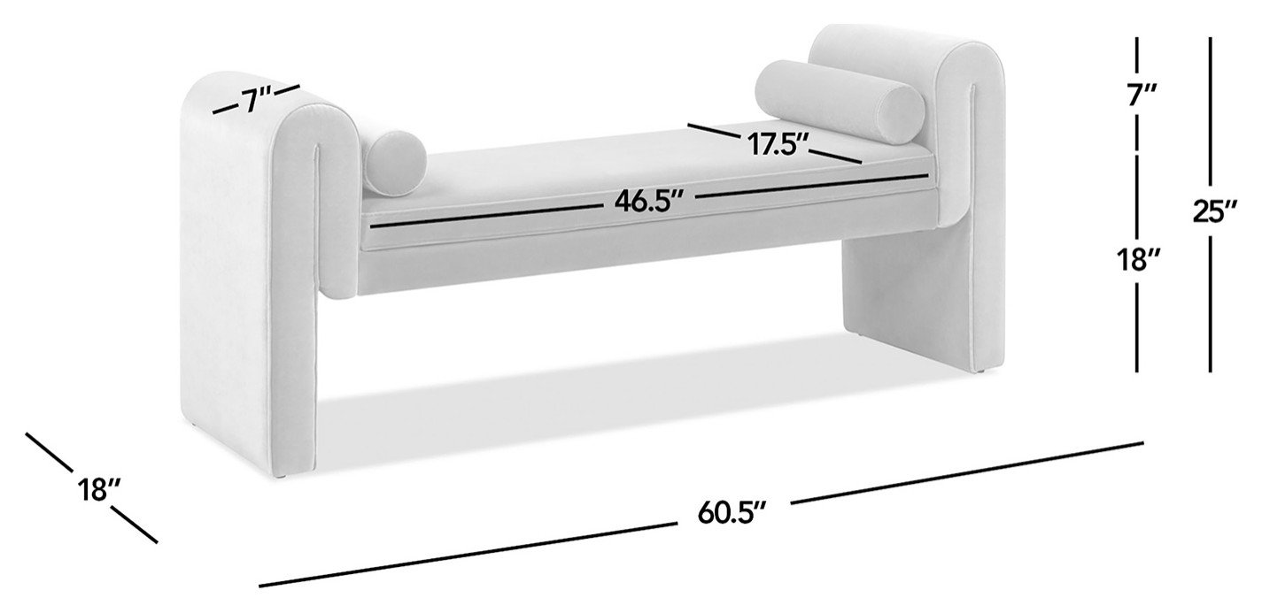 Mason 60.5" Arched Bench with Bolster Pillow - Transitional ...