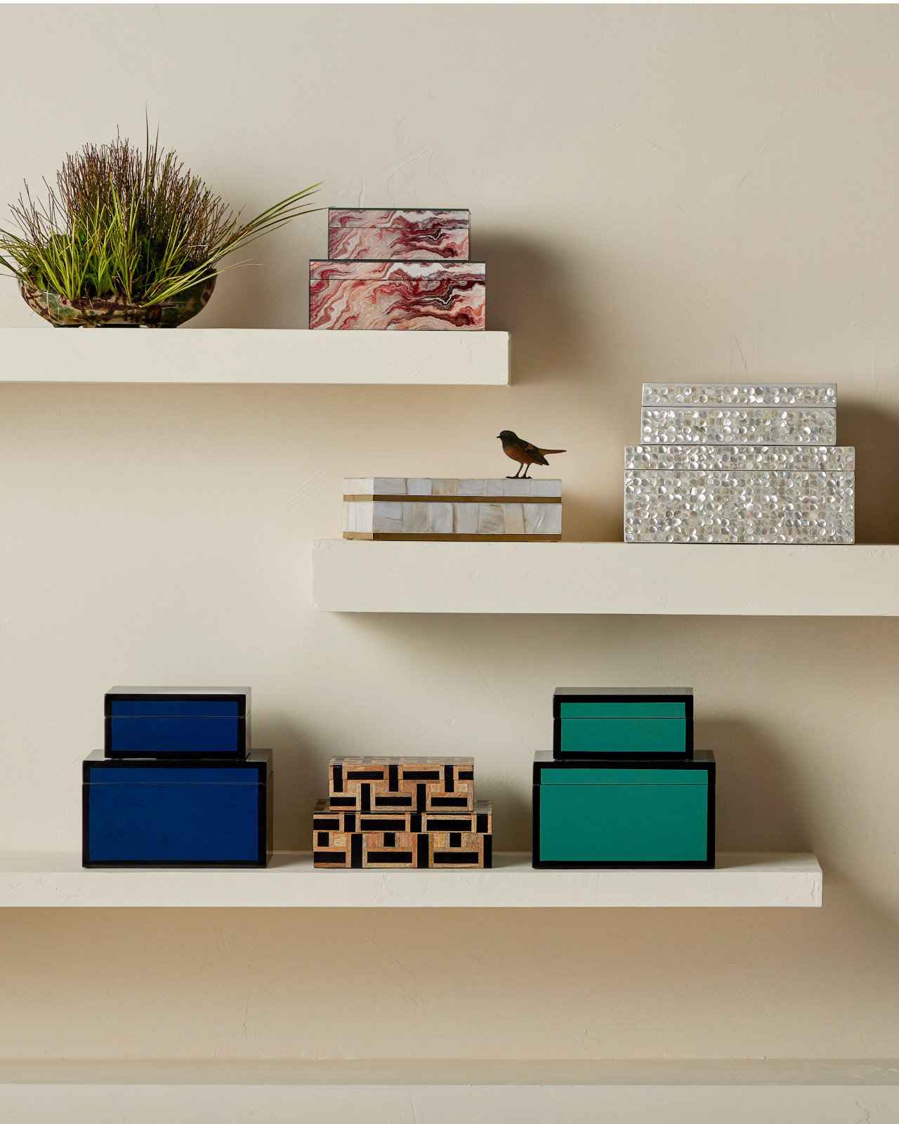 Navy Lacquer Box Set of 2 - Contemporary - Decorative Boxes - by ...