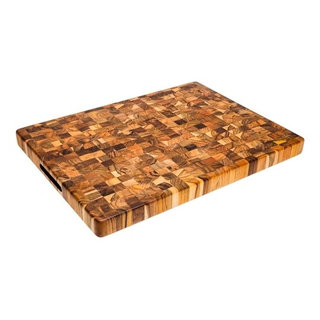 TeakHaus End Grain Teak 24x18 Inch Butcher Board with Grip Holes ...