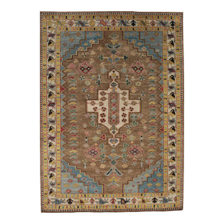 Brown Traditional Medallion Traditional Knot Area Rug, 8'6x11'6 ...