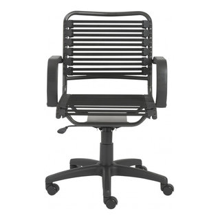 37" All Black Flat Bungee Cord Mid Back Office Chair - Contemporary ...