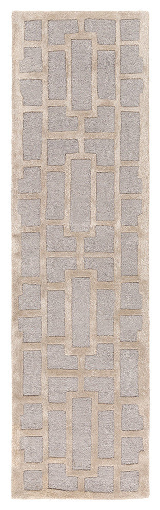 Arise Modern Light Gray, Khaki Area Rug, 2'3"x8' Runner - Contemporary ...