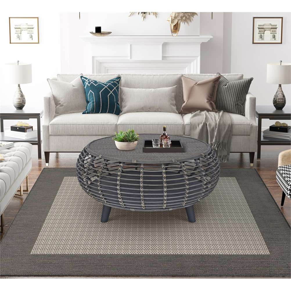 Gallerie Decor Java Transitional Rattan Coffee Table in Gray/Espresso ...