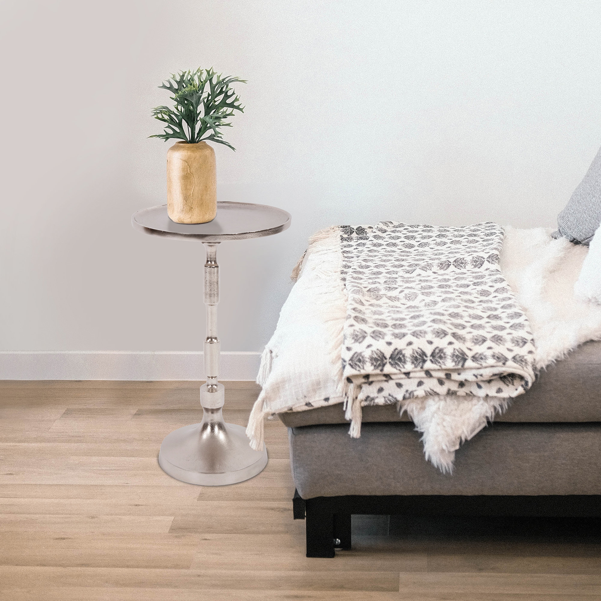 Candlestick Nickel Martini Table - Transitional - Side Tables And End ...