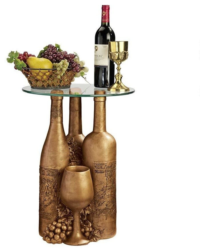 Wine and Dine Sculptural Glass-Topped Table - Traditional - Side Tables ...