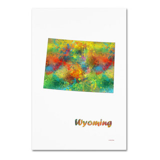 Marlene Watson 'Wyoming State Map-1' Canvas Art, 22"x32" - Traditional ...