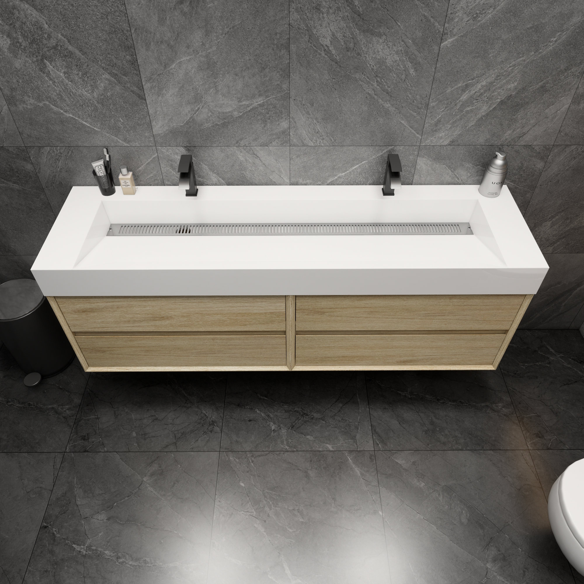MAX 72" Double Floating Bath Vanity With Acrylic Sink - Modern ...