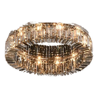 Specchio Smoke Gray Crystal Ceiling Light, 23" - Contemporary - Flush ...