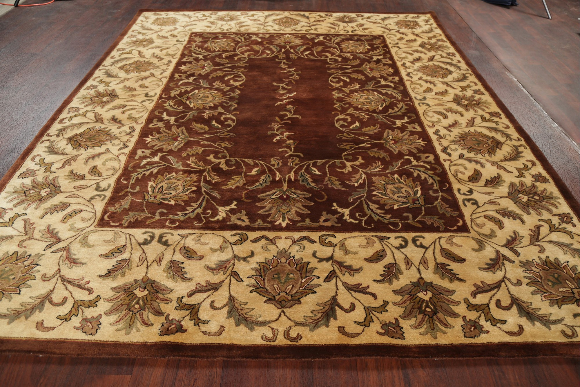 Indian French Toile Carpet Bordered Oriental Hand-Tufted Area Rug ...