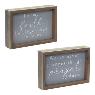Prayer and Faith Plaque, 2-Piece Set, 7"Lx5"H Mdf - Contemporary ...
