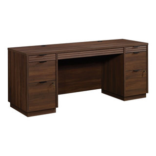 Pemberly Row 72" Wooden Knee Space Computer Credenza Desk in Spiced ...