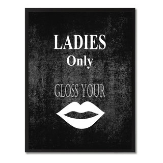 "Ladies Only" Sign Black Print on Canvas with Picture Frame, 13"x17 ...