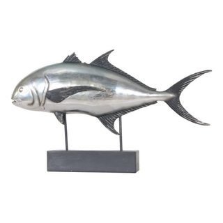 HomeRoots Silver Tuna Fish Sculpture - Beach Style - Decorative Objects ...