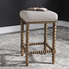 Luxe Retro Style Spindle Turned Leg Counter Stool | Plush Ivory Bar ...