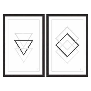 "Three on Three" Framed Painting Diptych, 60"x45" - Contemporary ...