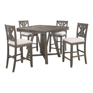 Athens 5-piece Drop Leaf Counter Height Dining Set Barn Grey - Dining ...