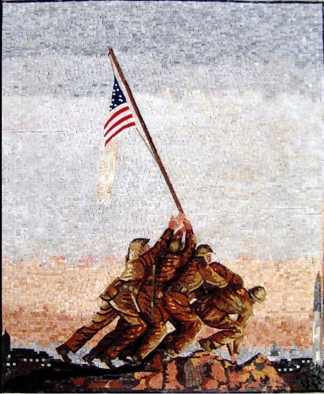 Mosaic Mural Of American Soldiers, 41" x 51" - Contemporary - Tile ...