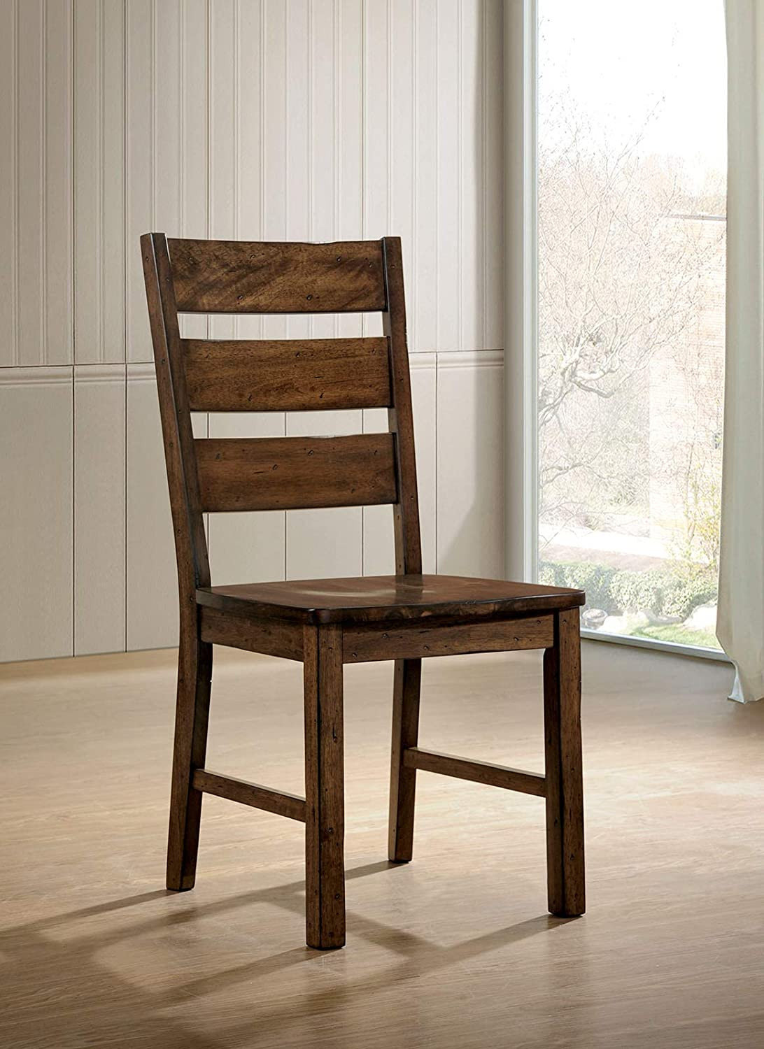 Benzara BM183653 Wooden Side Chair With Block Legs, Brown, Pack of Two ...