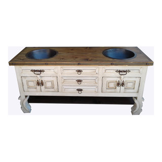 Don Pio Rustic Reclaimed Wood Bathroom Vanity, 55"x20"x32" - Farmhouse ...