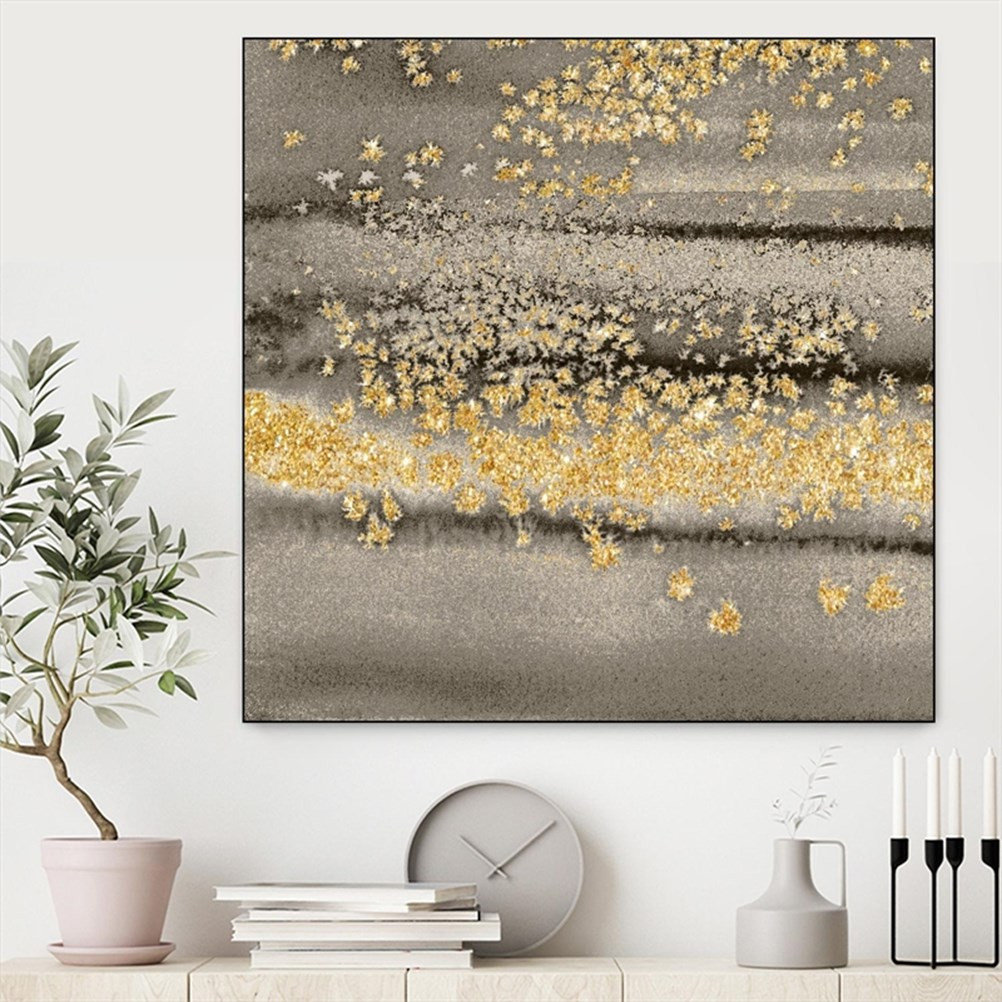 Giant Art Canvas 30x30 Gold Winds Square III Framed in Multi-Color ...