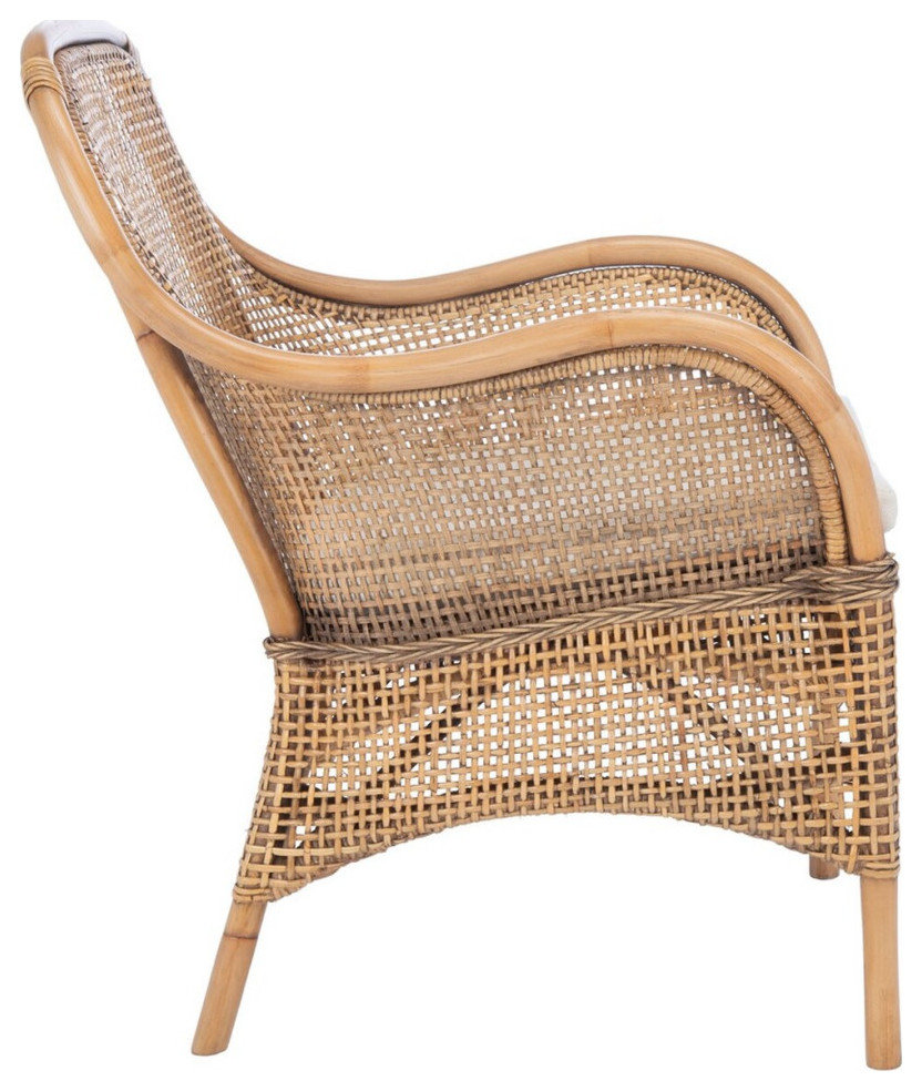 Lauren Rattan Accent Chairs With Cushion Natural/White - Tropical ...