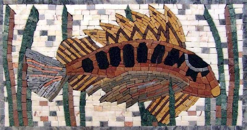 Fish Marble Mosaic, 39" x 20" - Beach Style - Tile Murals - by Mozaico ...