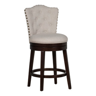 Hillsdale Edenwood Wood Counter Height Swivel Stool with Tufted Back ...