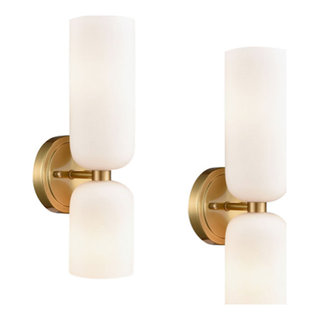 Modern Gold 2-Light Wall Sconce Vanity Light, Set of 2 - Transitional ...