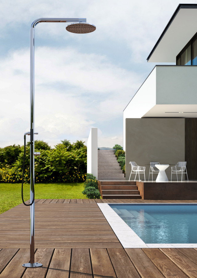 "Classy" Free Standing Shower Column- Hot and Cold, Hand Spray and Hose ...