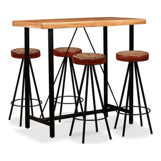 Wooden Bar Set With Chairs 5 pc - Industrial - Indoor Pub And Bistro ...