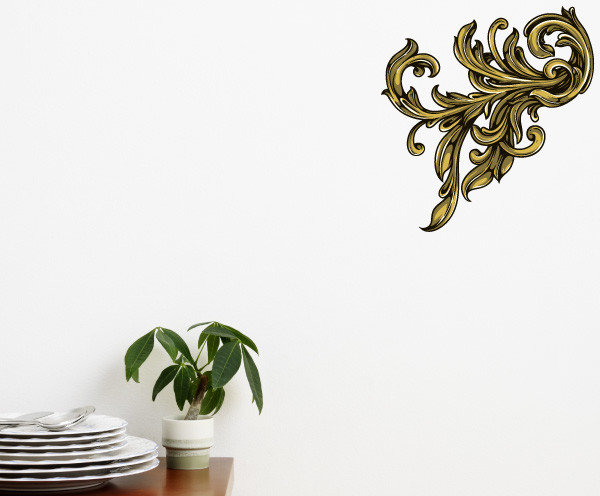 Floral Corner Vinyl Wall Decal FloralCornerUScolor003, 6 in ...