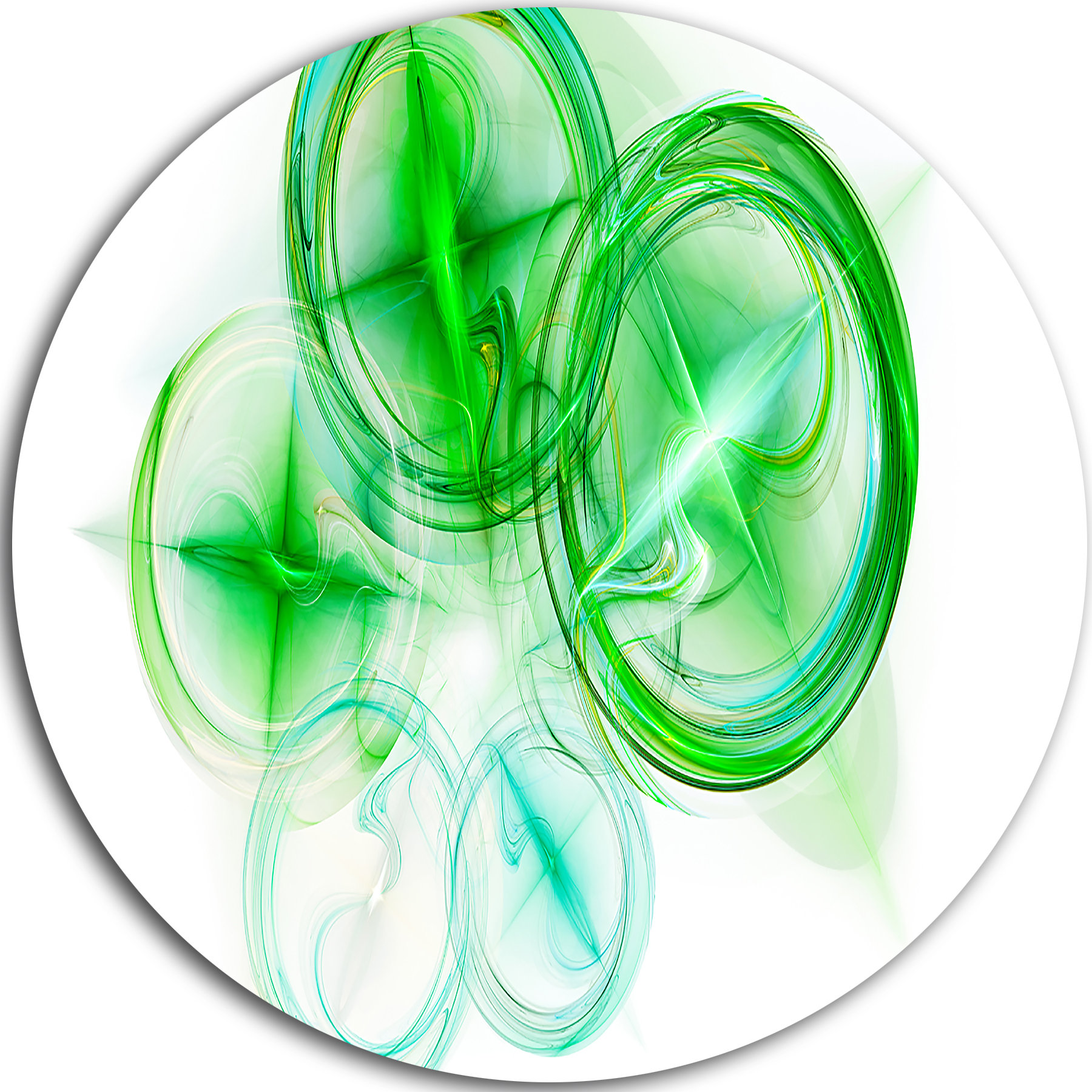 Green Fractal Desktop Wallpaper, Abstract Disc Metal Wall Art, Disc of ...