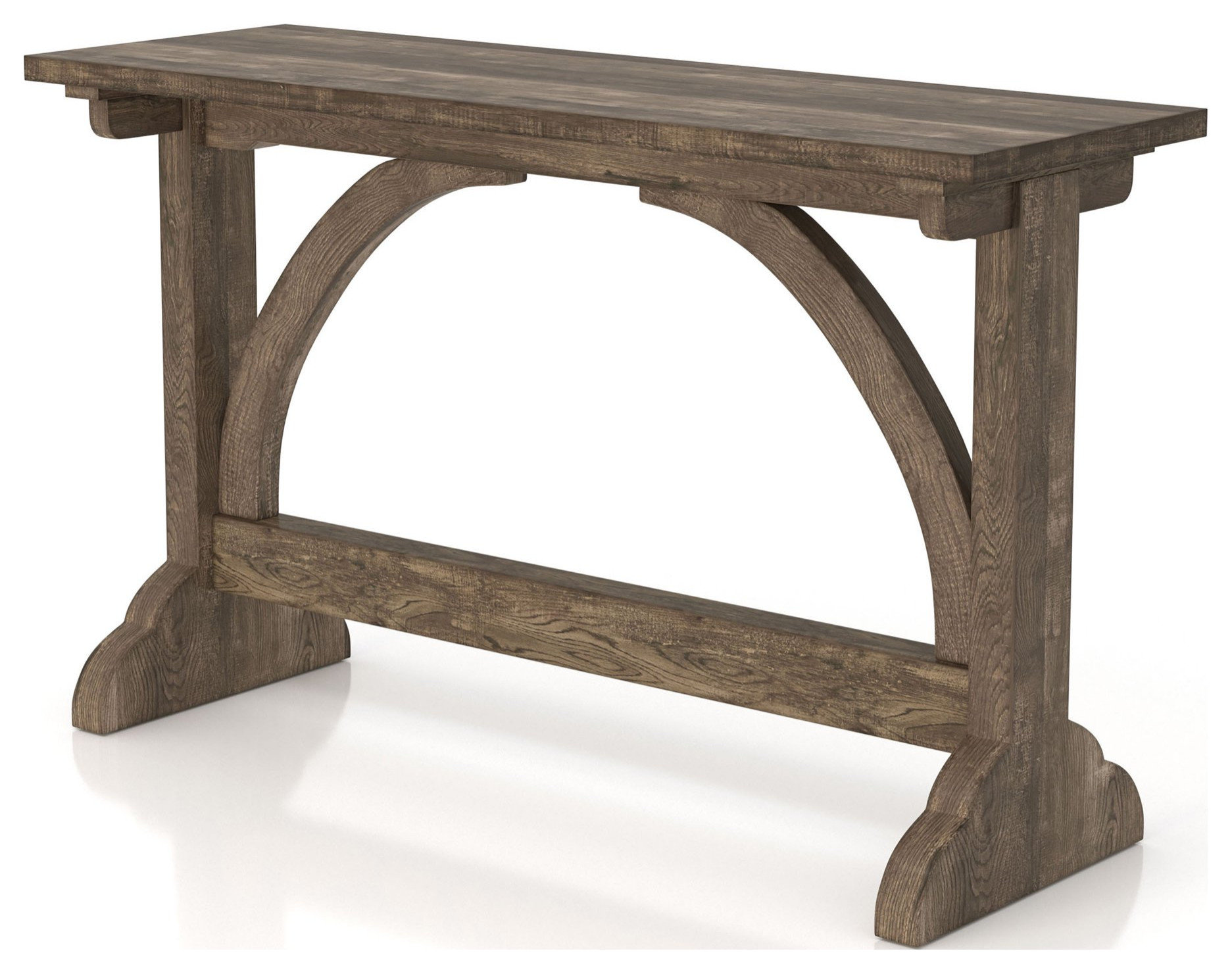 Rustic Console Table, Large Rectangular Top With Arched Accents ...