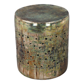 Sofa Side Table, Round, Metal Iron, Multicolor, Rustic Industrial ...